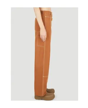 Stella McCartney High Waist Buckled Straight Leg Trousers