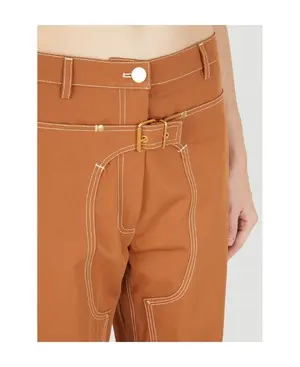 Stella McCartney High Waist Buckled Straight Leg Trousers