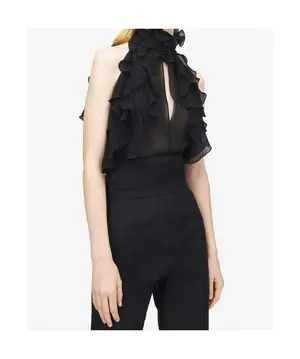 Alexander McQueen Ruffled High Neck Sleeveless Top
