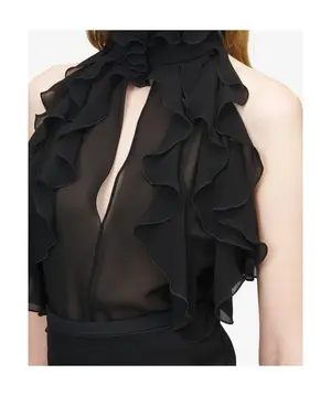 Alexander McQueen Ruffled High Neck Sleeveless Top