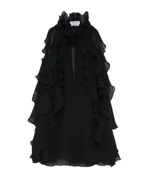 Alexander McQueen Ruffled High Neck Sleeveless Top - Black