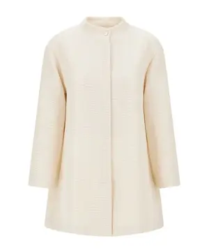 Herno Button Detailed Long Coat - Ivory