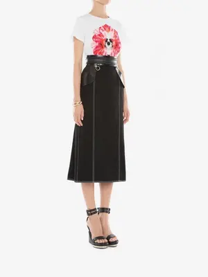 Alexander McQueen Round Neck Short Sleeve T-shirt With Skull Flower Print