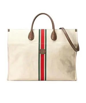 Gucci Web Stripe Tote Bag - White