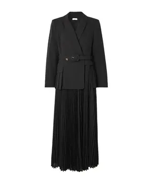 Simkhai Alexandra Belted Pleated Crepe Dress