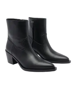 STUART WEITZMAN Tate Pointed Toe Zip Up Block Heel Bootie