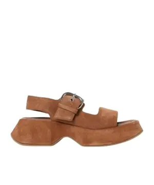 VIC MATIE Platform Buckle Heeled Sandals - Brown