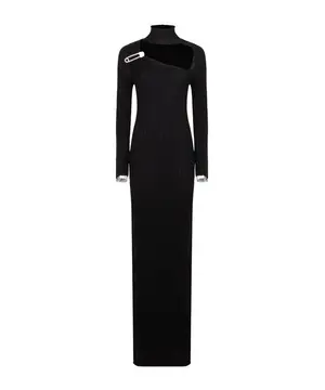Giuseppe Di Morabito Ribbed Knit Long Dress With Brooch Detail