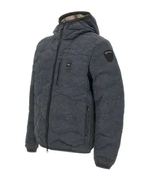 BLAUER. Waxed Down Jacket With Hood - Black