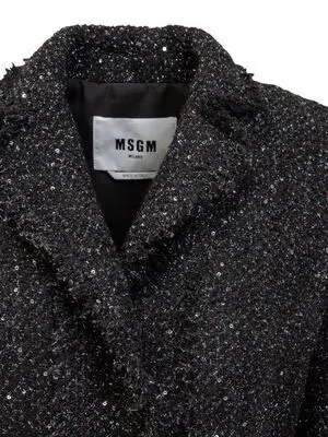 MSGM Long-sleeved Single-breasted Bouclé Blazer