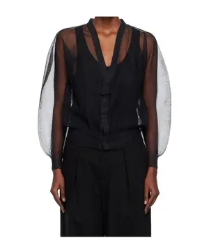 Issey Miyake Sheer Lantern Sleeve Cardigan