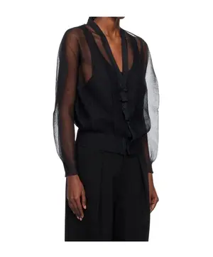 Issey Miyake Sheer Lantern Sleeve Cardigan