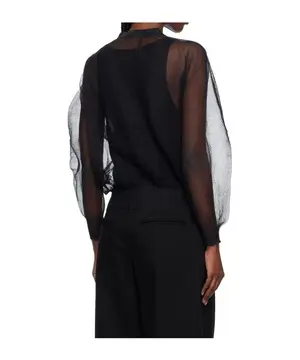 Issey Miyake Sheer Lantern Sleeve Cardigan