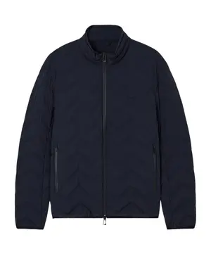 Emporio Armani Quilted Zip-fastening Jacket With Micro-eagle Embroidery