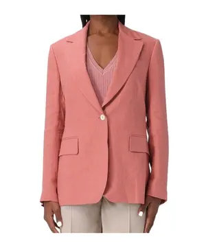 Eleventy Long Sleeve Collared Button Closure Blazer - Pink