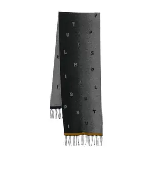 Paul Smith Logo Jacquard Fringed Scarf - Black