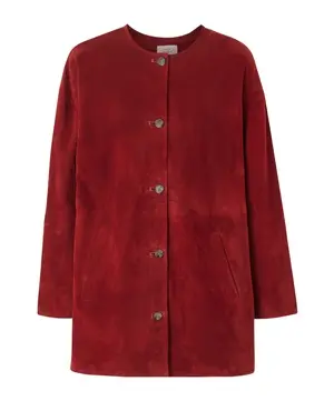 Loulou De Saison Waren Single-breasted Suede Coat - Red