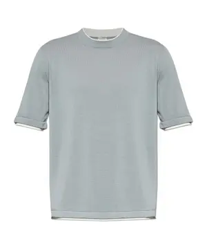 Eleventy Short Sleeved Crewneck Knitted Top - Grey