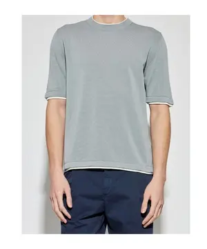 Eleventy Short Sleeved Crewneck Knitted Top - Grey