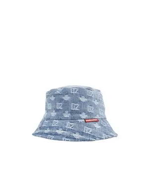 Dsquared2 Monogram Logo Patch Bucket Hat - Blue
