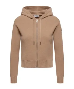Moncler Logo Patch Zip-up Cardigan - Camel