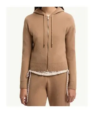 Moncler Logo Patch Zip-up Cardigan - Camel