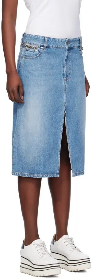 Stella McCartney Front Slit Denim Midi Skirt