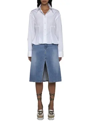 Stella McCartney Front Slit Denim Midi Skirt