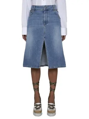 Stella McCartney Front Slit Denim Midi Skirt