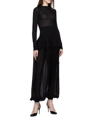 Alaïa Round Neck Long Sleeve Sheer Jumpsuit