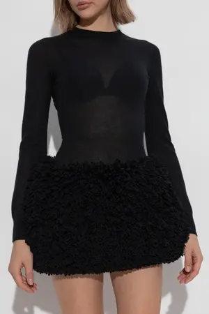 Alaïa Round Neck Long Sleeve Sheer Jumpsuit