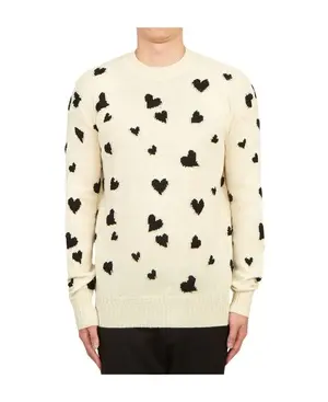 Marni Long-sleeved Heart Patterned Knit Sweater