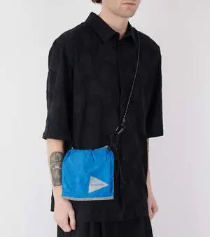 AND WANDER Nylon Ripstop Shoulder Bag - Blue/yellow