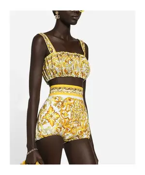 Dolce & Gabbana Majolica Printed Strappy Poplin Top