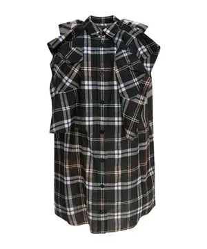 Sacai Plaid Shirt Dress With Ruffled Details