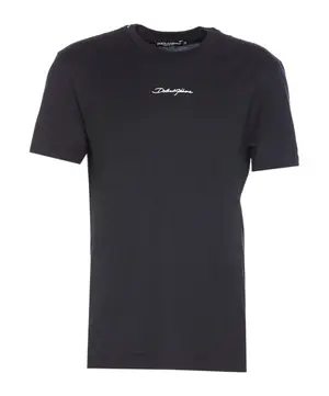 Dolce & Gabbana Dolce Gabbana Logo Embroidered Crewneck T-shirt - Black