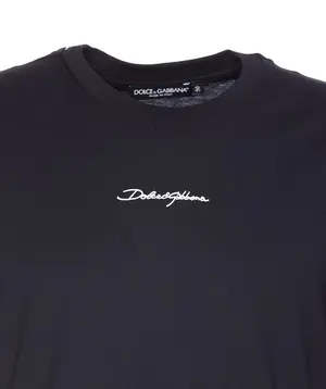 Dolce & Gabbana Dolce Gabbana Logo Embroidered Crewneck T-shirt - Black