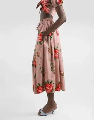 Dolce & Gabbana Floral Pleated Midi Skirt - Pink