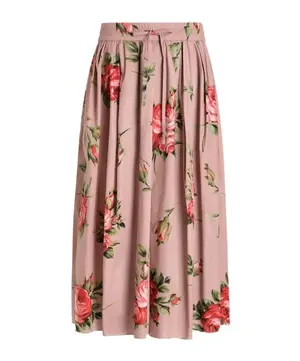 Dolce & Gabbana Floral Pleated Midi Skirt - Pink