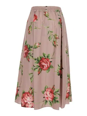 Dolce & Gabbana Floral Pleated Midi Skirt - Pink