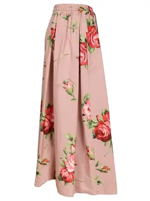 Dolce & Gabbana Floral Pleated Midi Skirt - Pink