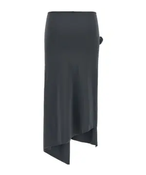 Coperni Asymmetrical Hem Flower Embellished Skirt - Grey