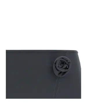 Coperni Asymmetrical Hem Flower Embellished Skirt - Grey