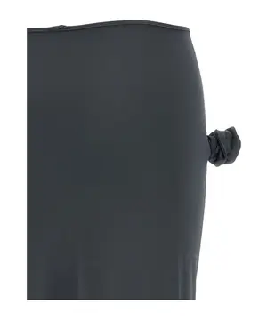 Coperni Asymmetrical Hem Flower Embellished Skirt - Grey
