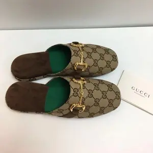 Gucci Monogram Pattern Horsebit Mules