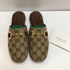 Gucci Monogram Pattern Horsebit Mules
