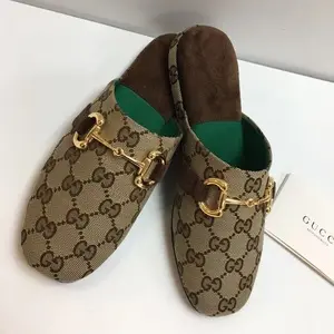 Gucci Monogram Pattern Horsebit Mules