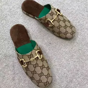 Gucci Monogram Pattern Horsebit Mules