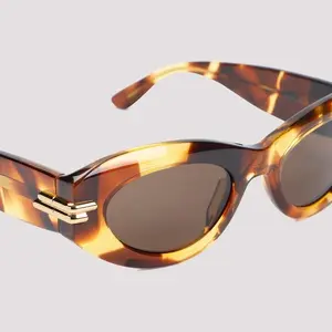 Bottega Veneta Mitre Oval Sunglasses - Havana/brown