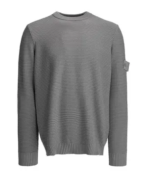 Stone Island Crewneck Jumper With Ribbed Trim - Grey